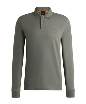 Hugo Boss Collared Longsleeve Polo Shirt - Gray