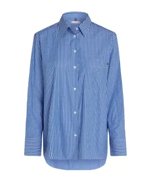 Tommy Hilfiger Verticalstripe Pointcollar Longsleeve Shirt - Blue