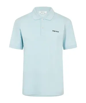 Alexander McQueen Casual Polo Shirt With Embroidered Logo - Blue