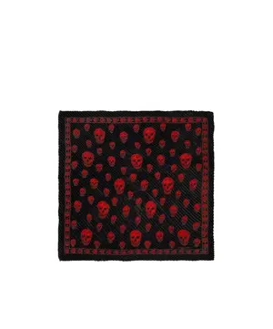 Alexander McQueen Pleated Skull-print Scarf - Black