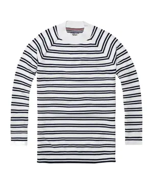 Tommy Hilfiger Horizontalstripe Crewneck Knit Sweater - White