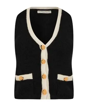 Alessandra Rich Vneck Knit Cardigan - Black
