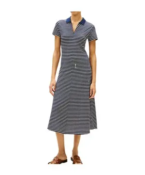 Tommy Hilfiger Striped Pique Polo Dress - Blue