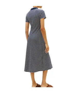 Tommy Hilfiger Striped Pique Polo Dress - Blue