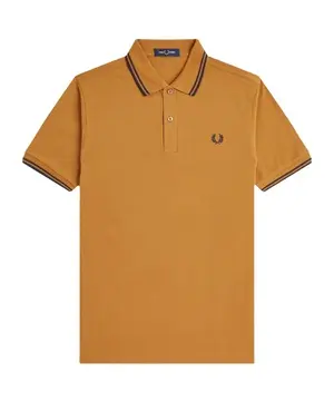 Fred Perry Cotton Shortsleeve Lapel Tshirt - Brown