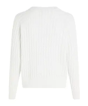 Tommy Hilfiger Crewneck Cableknit Sweater With Embroidered Logo