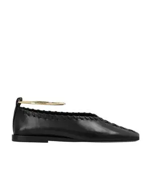 JIL SANDER Stitch-detailed Anklet Ballerina Flats - Black