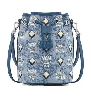 Mcm Logo Pull Rope Shoulder Bag