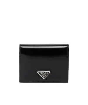 Prada Logo Plaque Bi-fold Wallet - Black