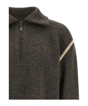 MAISON MARGIELA Elbow Patch Quarter-zip Sweater - Grey
