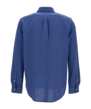 Polo Ralph Lauren Logo Embroidered Curved Hem Shirt - Blue