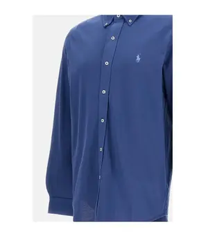 Polo Ralph Lauren Logo Embroidered Curved Hem Shirt - Blue