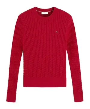 Tommy Hilfiger Cableknit Crewneck Sweater - Red