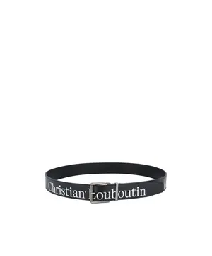 CHRISTIAN LOUBOUTIN Logo-print Leather Belt - Black