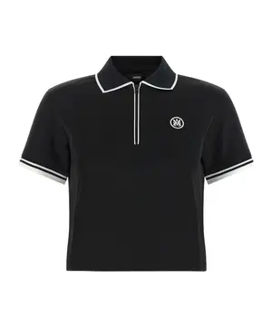 Amiri Cropped Zip Polo Shirt - Black