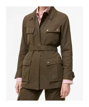 Burberry Gabardine Safari Jacket With Belted Waist