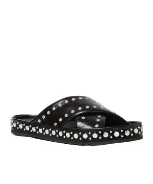 Fendi Double Leather Studded Slides