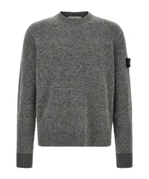 Stone Island Logo-patch Knit Sweater - Gray