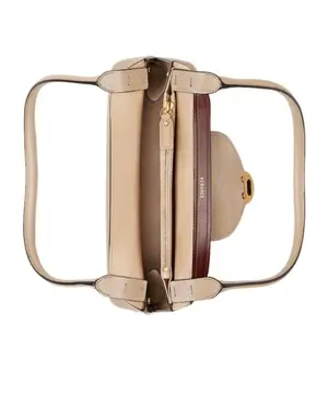 Versace Vivian Small Leather Shoulder Bag - Beige