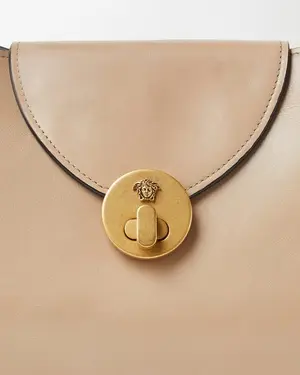 Versace Vivian Small Leather Shoulder Bag - Beige
