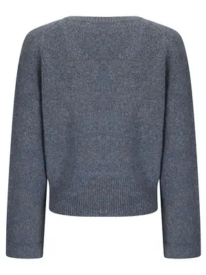 GANNI Ribbed V-neck Knitted Sweater