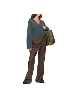GANNI Ribbed V-neck Knitted Sweater