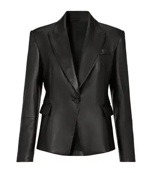 Brunello Cucinelli Nappa Leather Single-breasted Blazer - Black