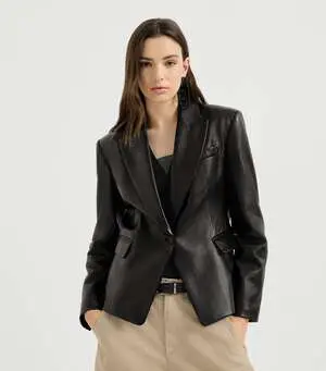 Brunello Cucinelli Nappa Leather Single-breasted Blazer