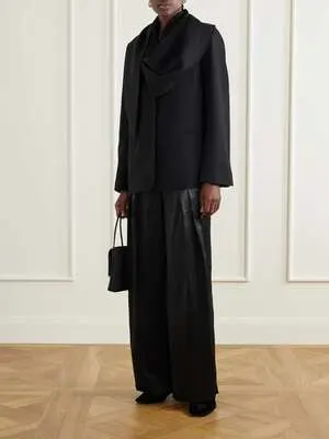 Sea Remi Scarf-effect Wool-blend Crepe Blazer