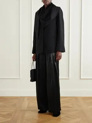 Sea Remi Scarf-effect Wool-blend Crepe Blazer