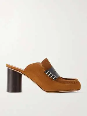 JW Anderson Leather-trimmed Suede Mules