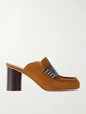 JW Anderson Leather-trimmed Suede Mules - Brown