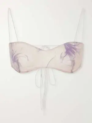 PAULINE DUJANCOURT Poppy Floral-print Organza Bra Lavender