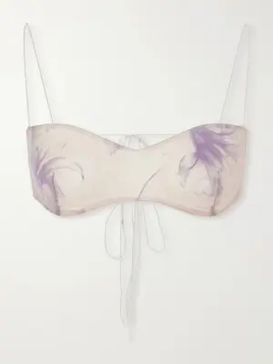 PAULINE DUJANCOURT Poppy Floral-print Organza Bra - Purple