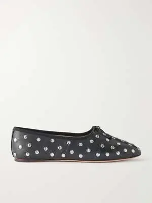 LOEFFLER RANDALL Landon Bow-detailed Studded Leather Ballet Flats - Black