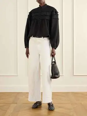 LOEFFLER RANDALL Landon Bow-detailed Studded Leather Ballet Flats