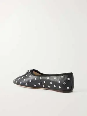 LOEFFLER RANDALL Landon Bow-detailed Studded Leather Ballet Flats