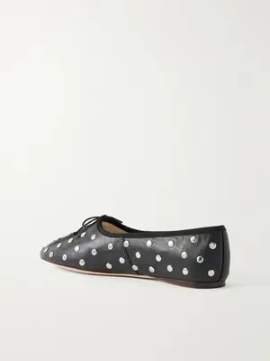 LOEFFLER RANDALL Landon Bow-detailed Studded Leather Ballet Flats