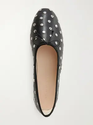 LOEFFLER RANDALL Landon Bow-detailed Studded Leather Ballet Flats