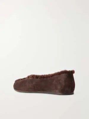 ANCIENT GREEK SANDALS Aeropi Shearling-trimmed Suede Ballet Flats