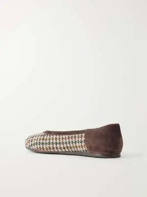 ANCIENT GREEK SANDALS Aeropi Suede-trimmed Houndstooth Ballet Flats