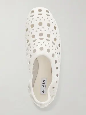 Alaïa Neo Vienne Perforated Leather Ballet Flats - White