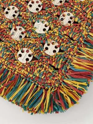 Rabanne Leather-trimmed Pailette-embellished Woven Raffia Clutch Bag