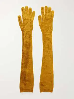 Alaïa Long Velvet Gloves - Chartreuse