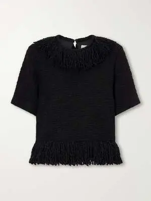 LIBEROWE Fringed Wool-blend Tweed Top