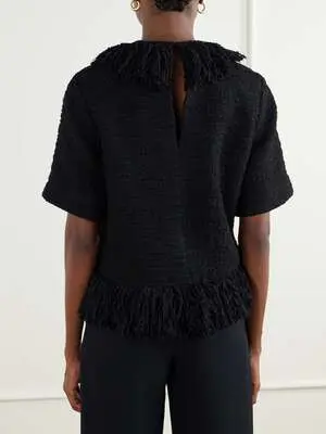 LIBEROWE Fringed Wool-blend Tweed Top