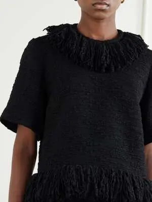 LIBEROWE Fringed Wool-blend Tweed Top