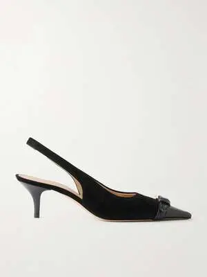 JW Anderson Buckled Leather-trimmed Suede Slingback Pumps - Black
