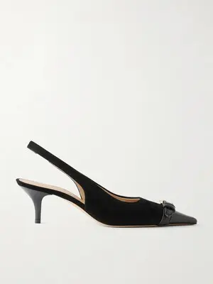 JW Anderson Buckled Suede Slingback Pumps - Black