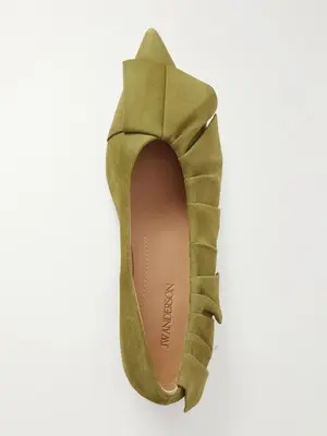 JW Anderson Suede Ballet Flats - Green